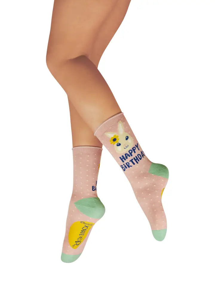HAPPY BIRTHDAY BUNNY ANKLE SOCKS-POWDER – Apropos San Luis Obispo