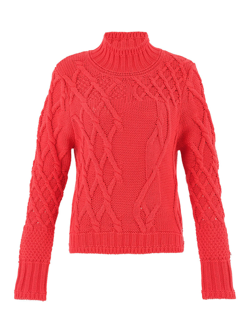 CABLE KNIT SWEATER-RED-DOLCEZZA – Apropos San Luis Obispo